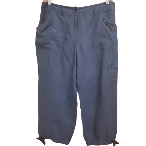 Style & Co. | Pants & Jumpsuits | Style Co 2 Blue Cargo Linen Capris ...